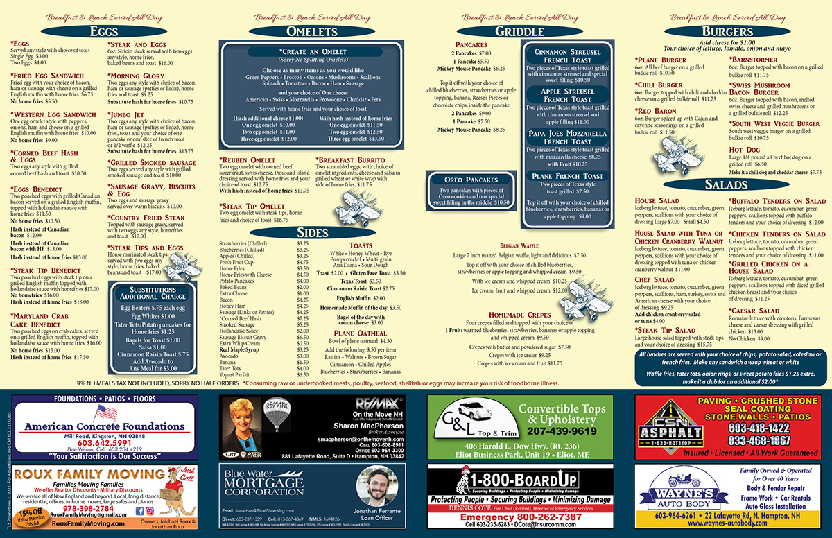 The Airfield Cafe - Menu