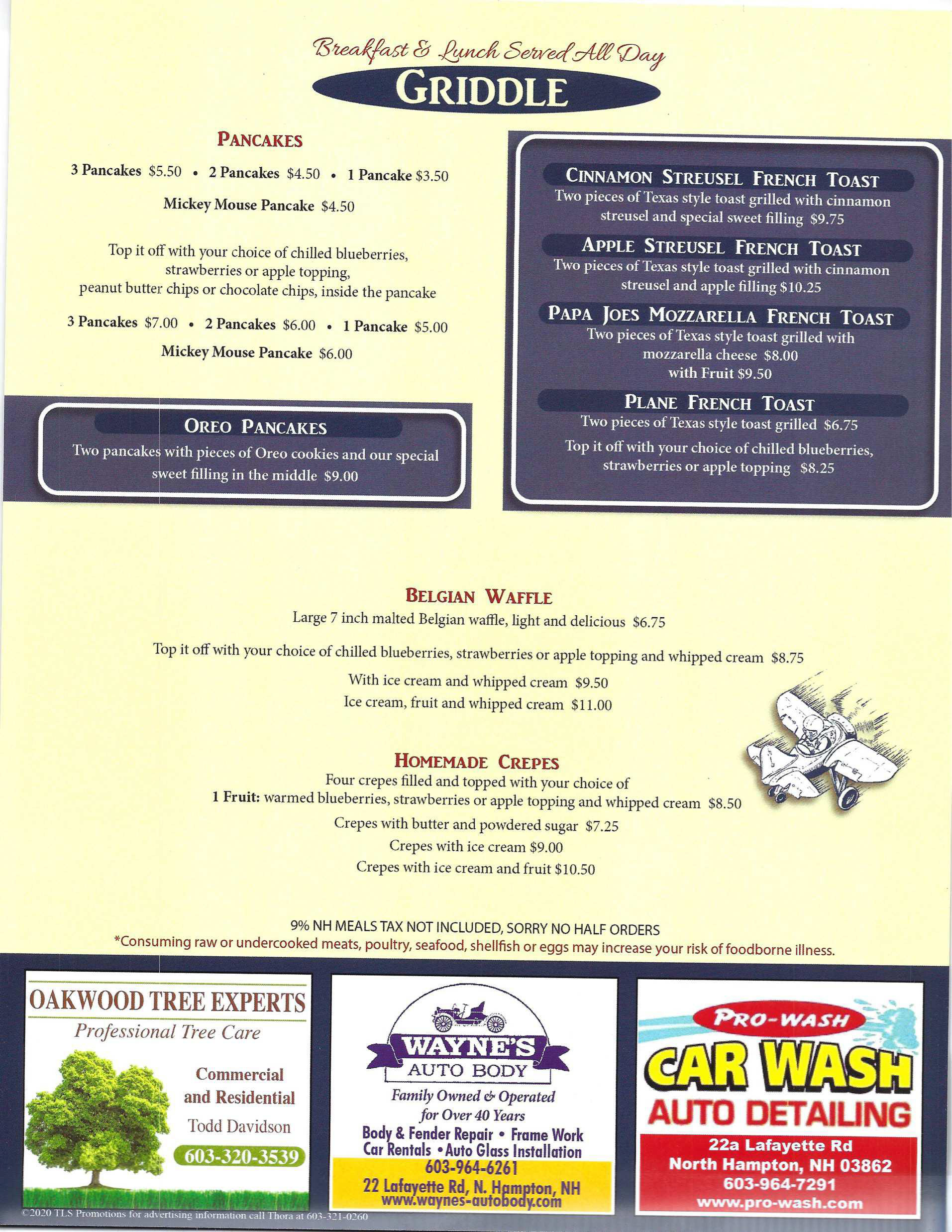 The Airfield Cafe - Menu