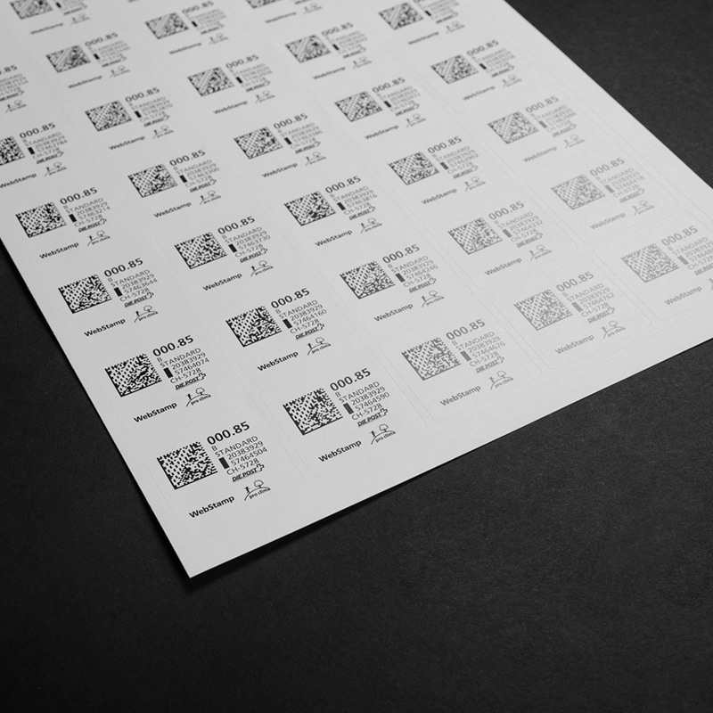 Showroom Drucksachenexpress AG - Webstamp Etiketten für Briefe