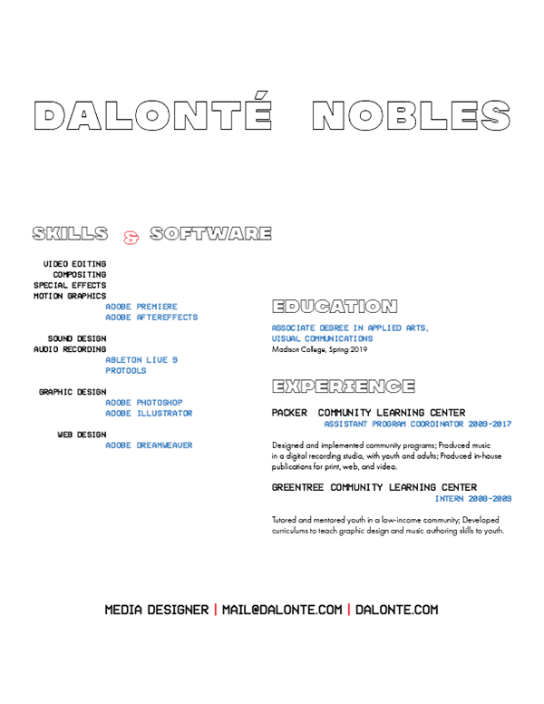 Dalonte Nobles - Resume