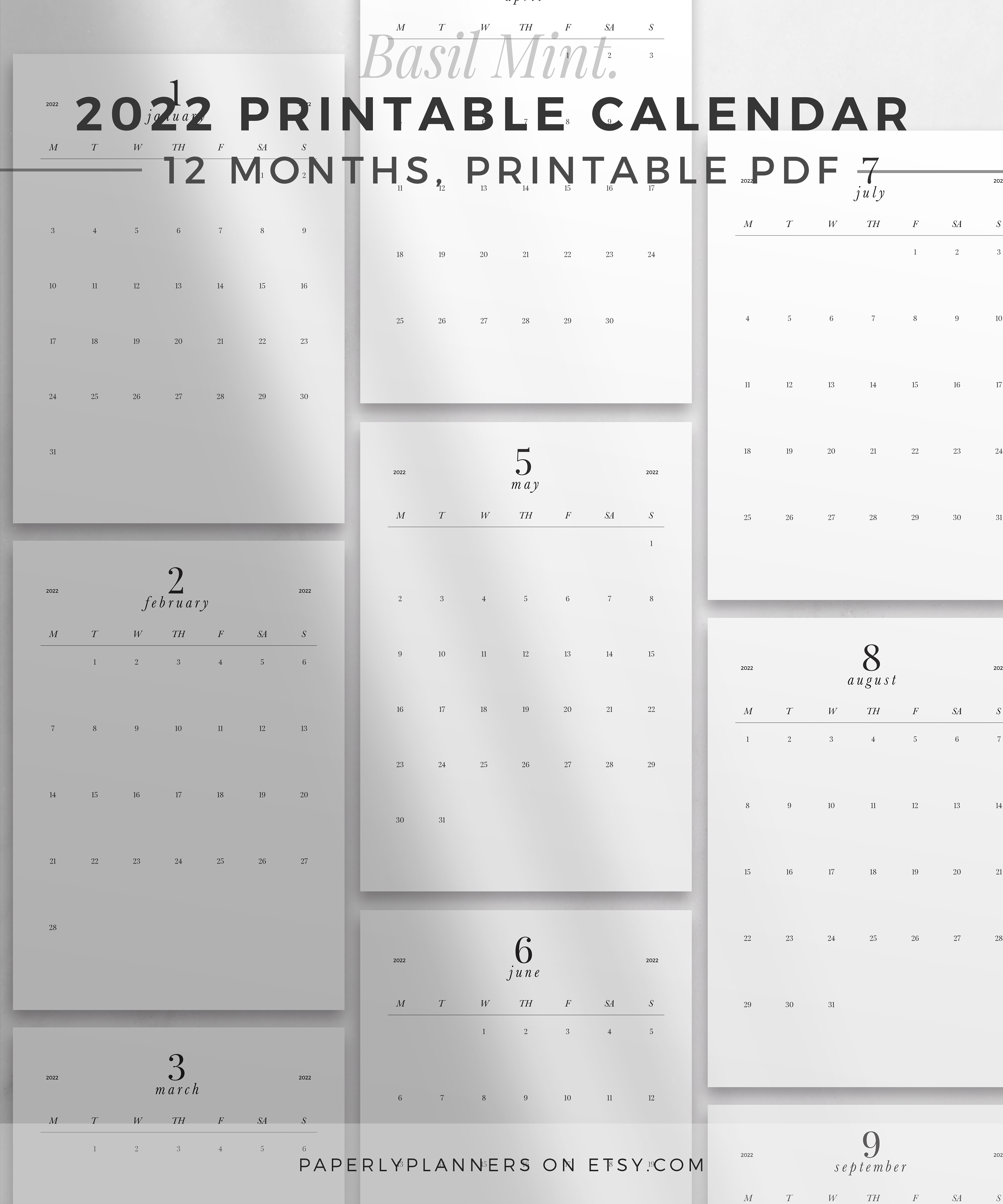 Paperly Planners - Beautiful, Productive. - 2022 BASIL MINT Calendar