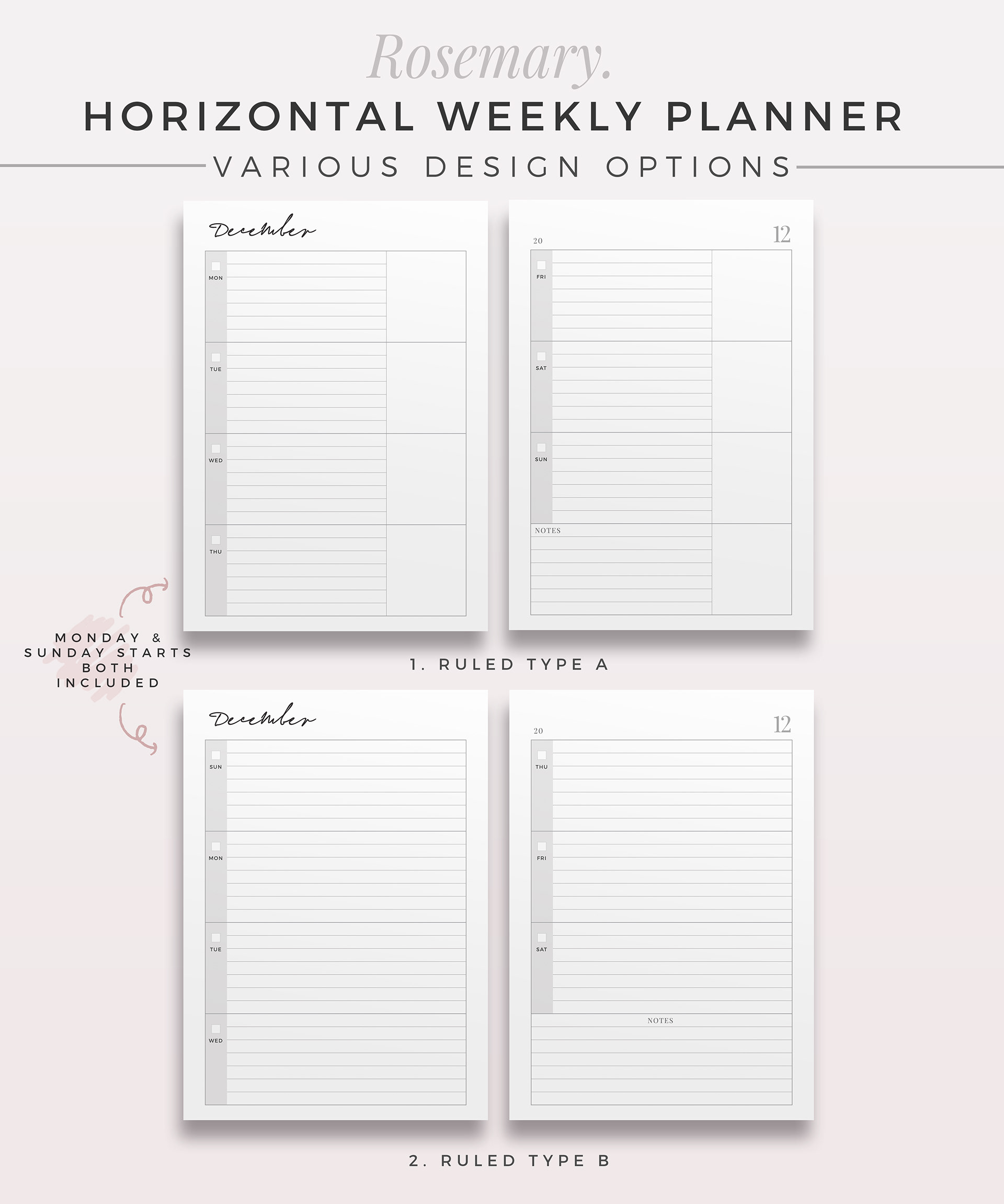 Paperly Planners - Beautiful, Productive. - Horizontal Weekly Planner