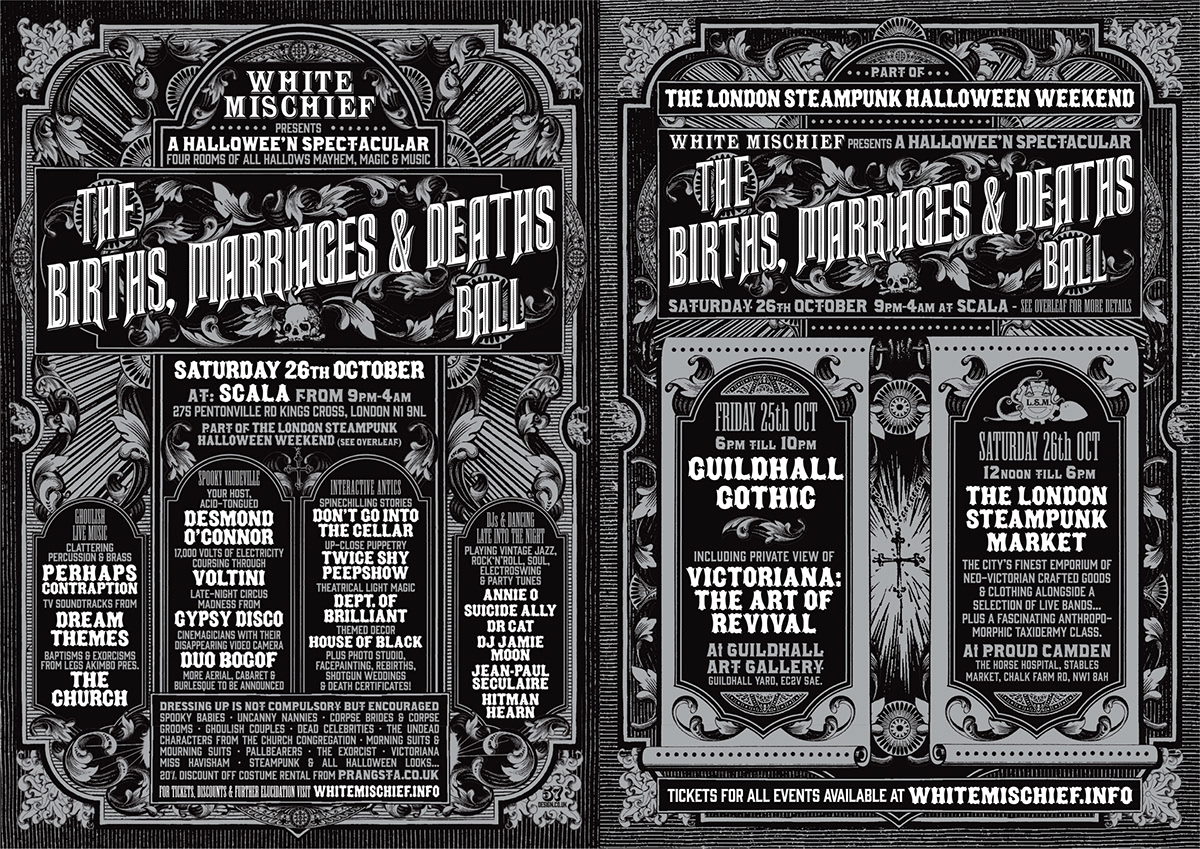 Steve Mitchell - Flyers/posters for Neo-Victorian event White Mischief