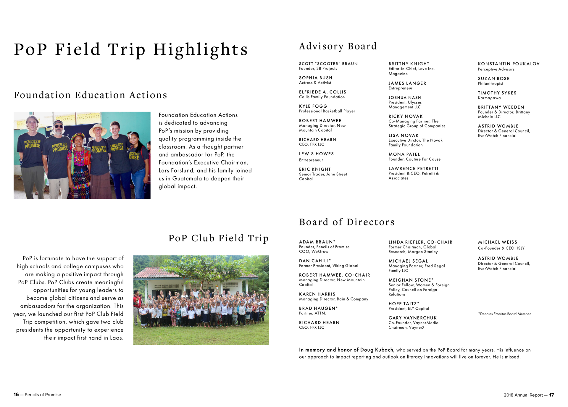 Kelly Mertz - Pencils of Promise | 2018 Annual Report