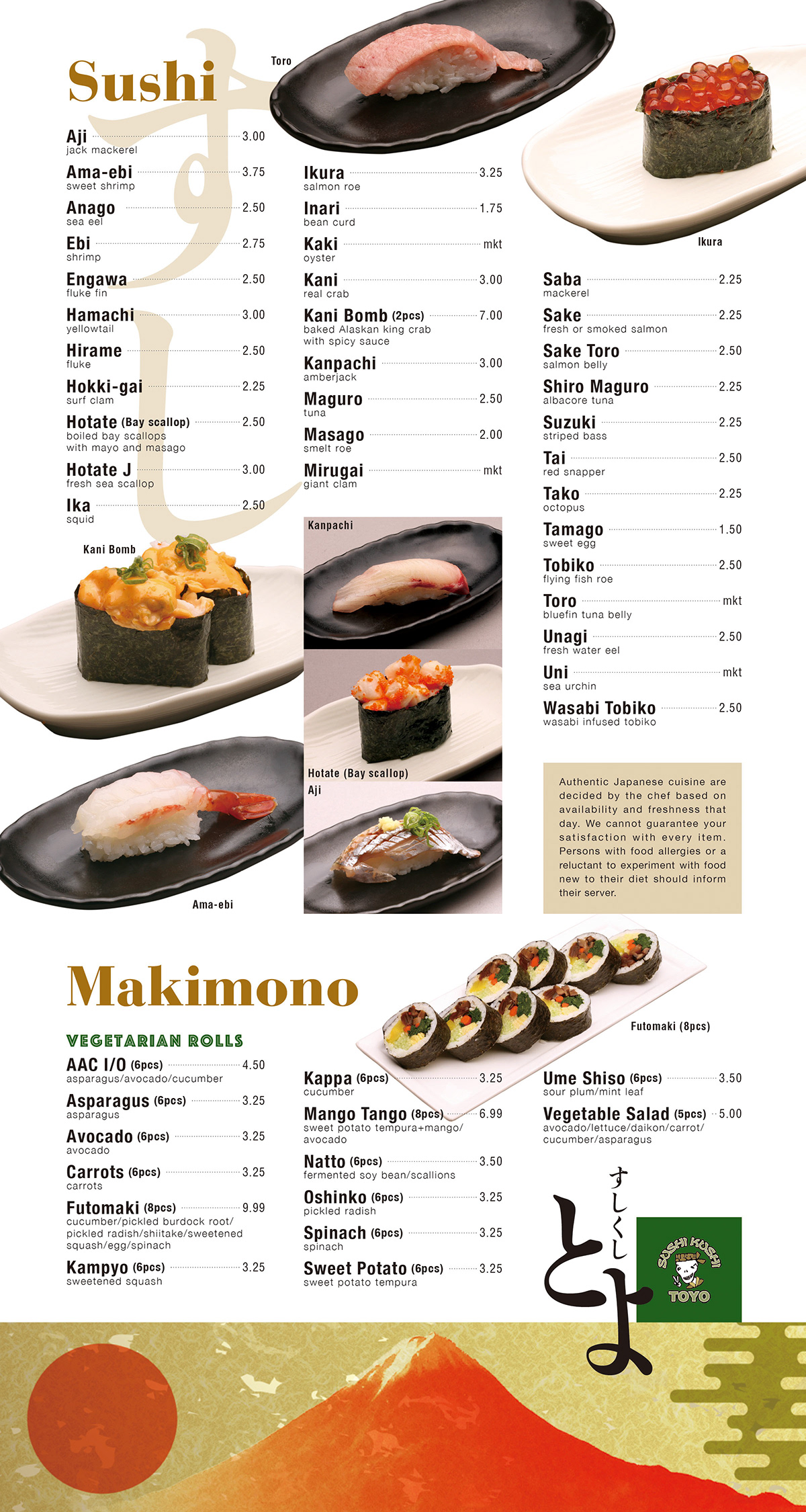 KMY Online Portfolio - Japanese Restaurant Menu Design
