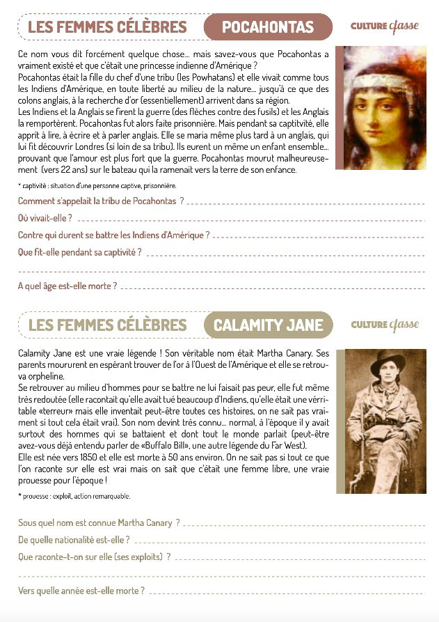 Culture Classe - Les femmes célèbres