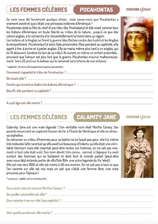Culture Classe - Les femmes célèbres