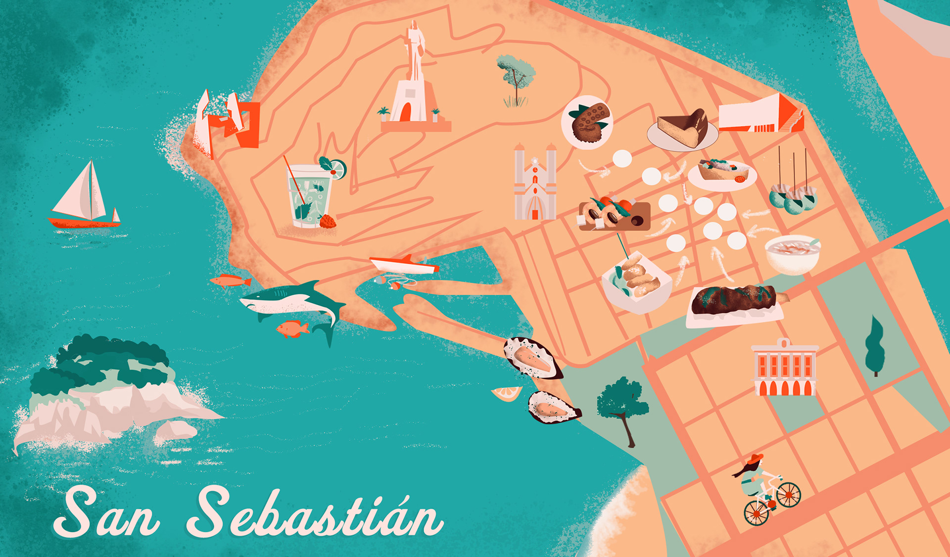 Louise Billyard Illustration - San Sebastian Pintxos Bar Map