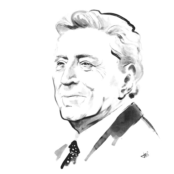 Hilbrand Bos illustration artist portfolio - Tony Bennett portrait