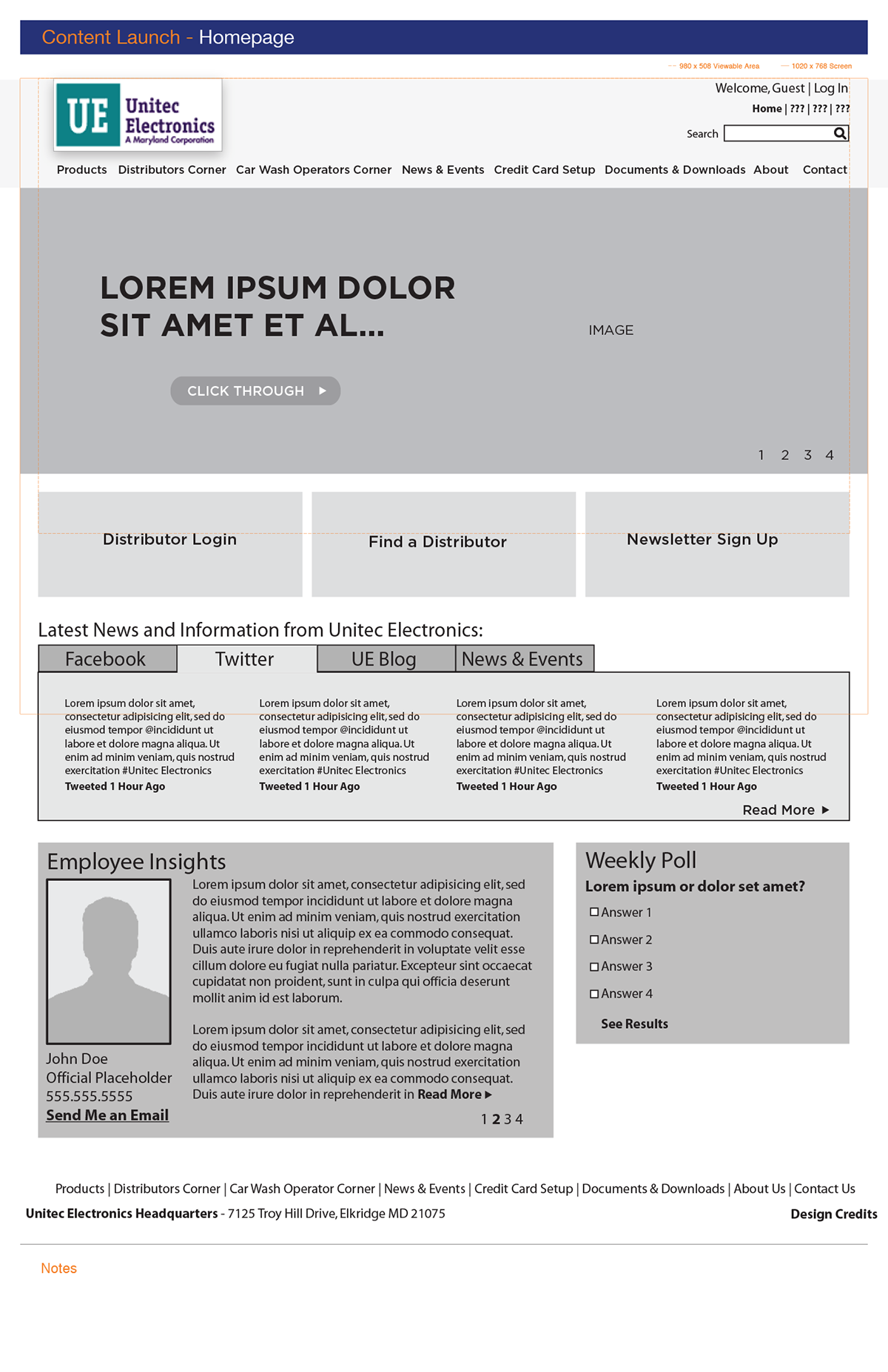 Sean Heavey | Portfolio - Unitec Electronics Redesign Wireframe
