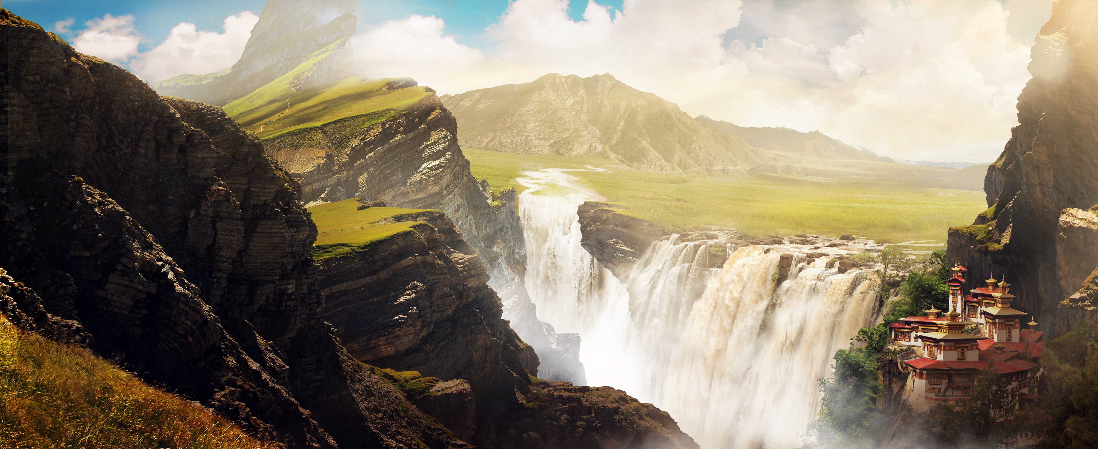 Andrew Kaczynski - Temple Waterfall - Matte Painting