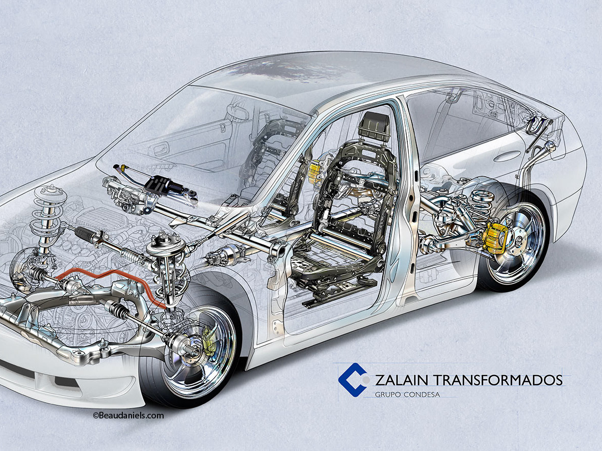 Beau and Alan Daniels illustration portfolios. - Generic cutaway car.