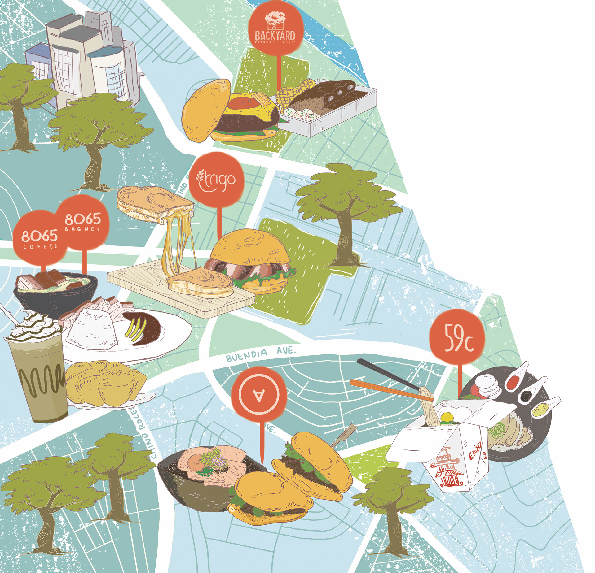 Illustration Portfolio - Makati Food Map