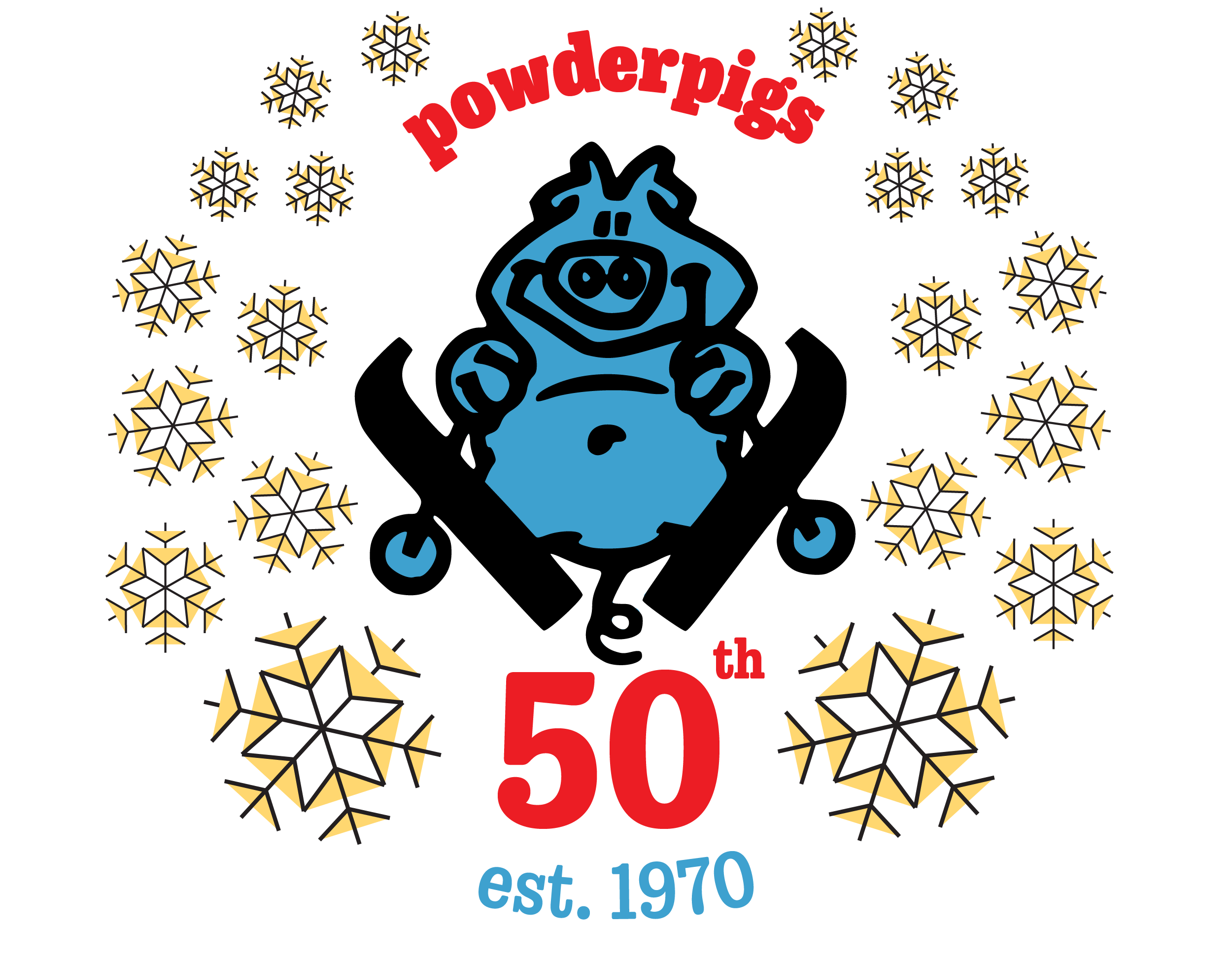 Nick Hearon - Powder Pigs Ski School 50th Anniversary Logo